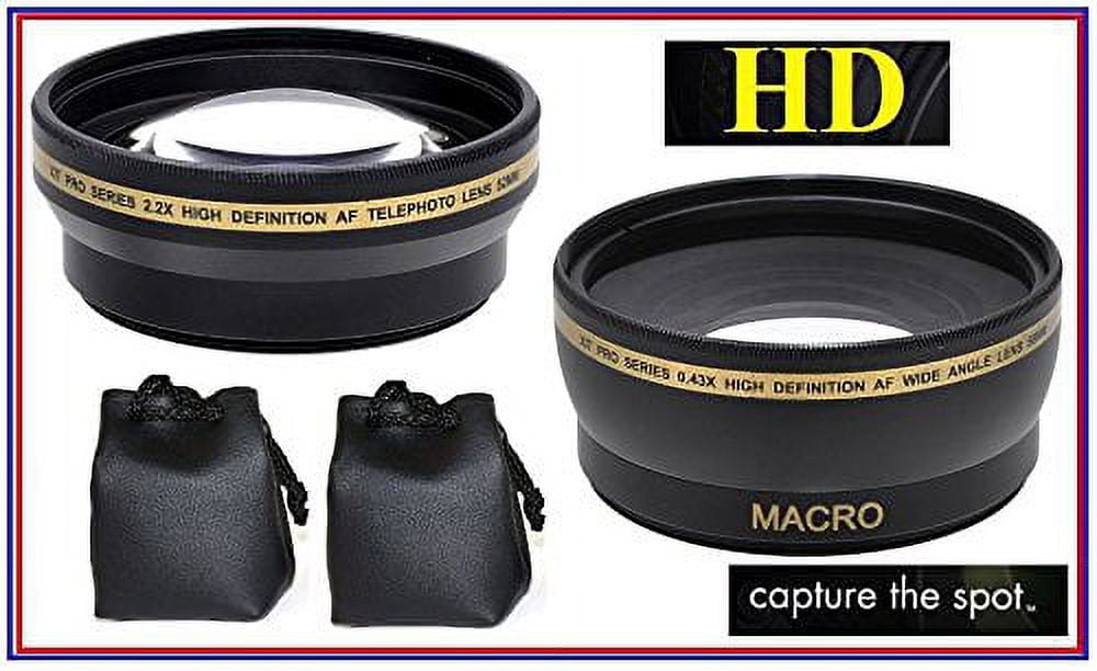 2-Pcs Pro HD Lens Telephoto + Wide Angle for Panasonic Lumix DMC-FZ300 ...