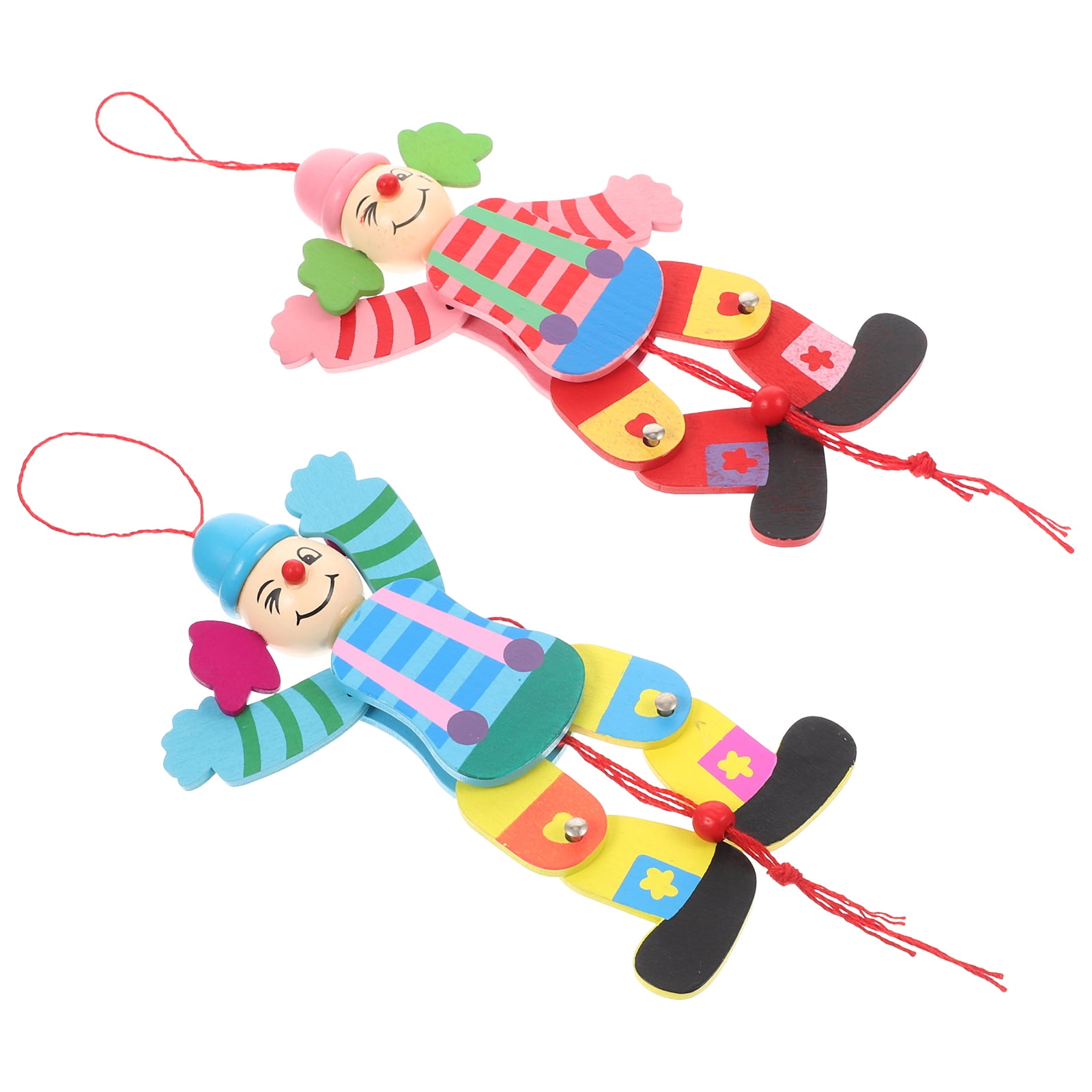 2 Pcs Pull Line Clown Toy Wooden Marionette Puppet Puppet Show Toy Rope ...