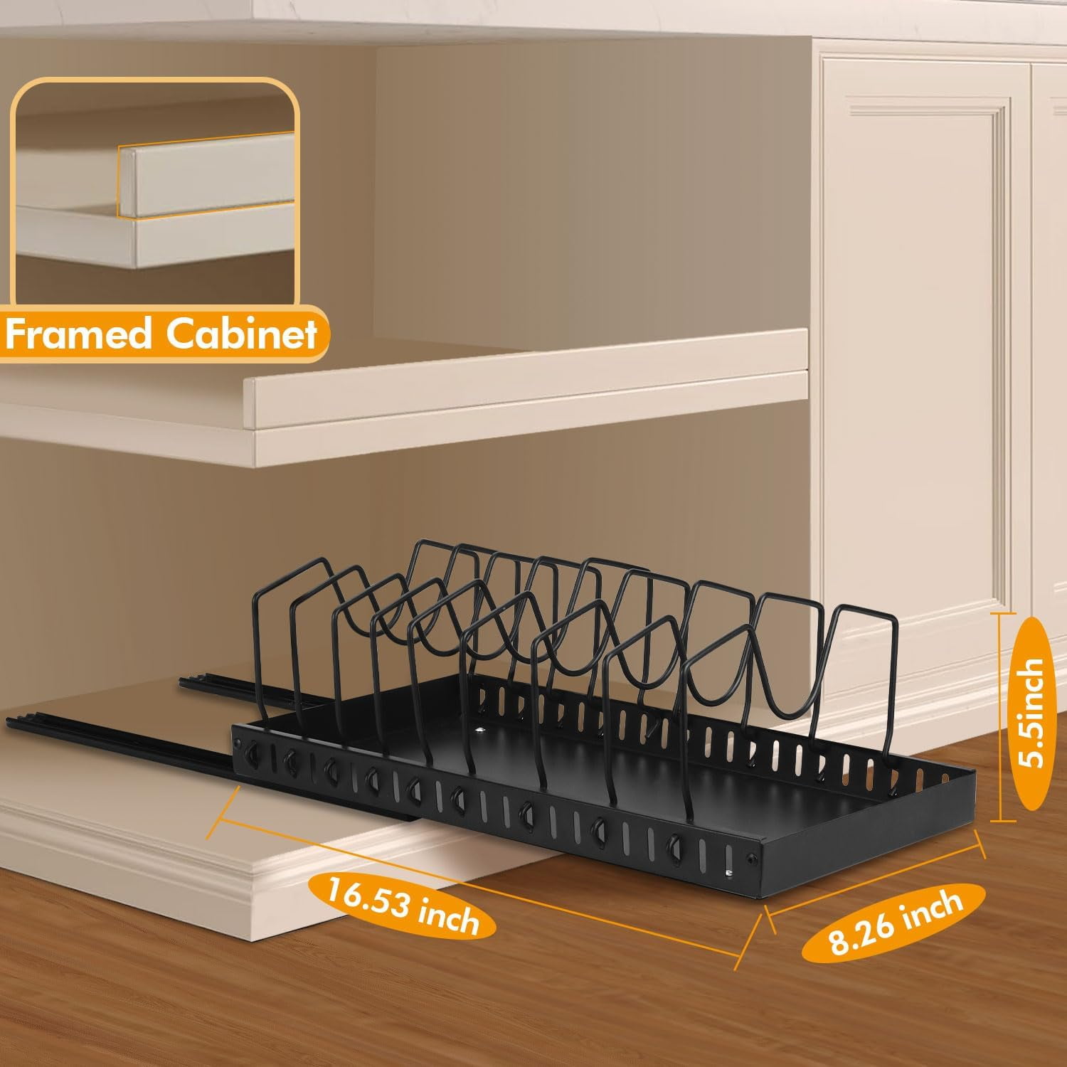 2 Pcs Pull-Out Pots and Pans Organizer Under Cabinet, Pot and Pan ...