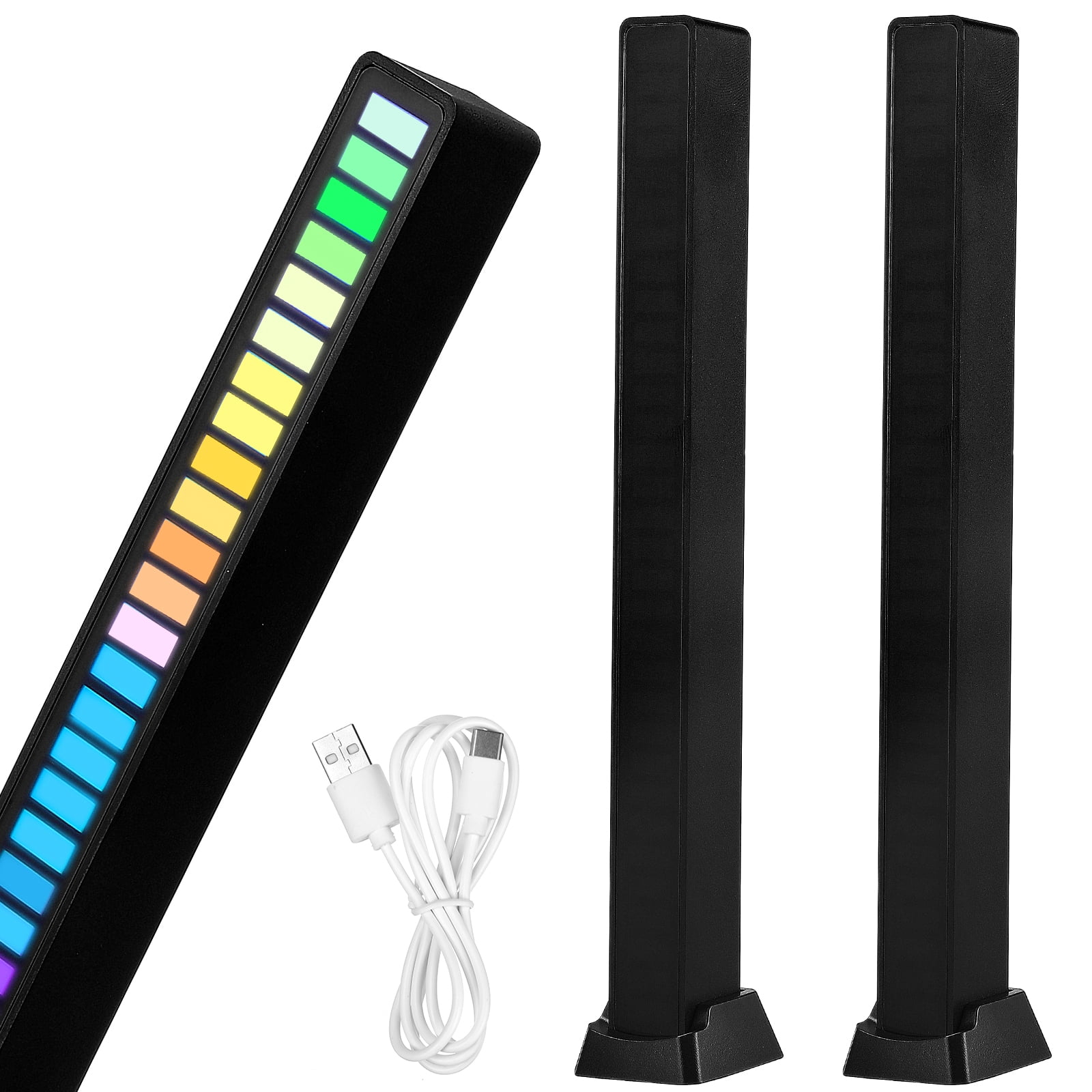 2 Pcs RGB Rhythm Light Bars Rechargeable Voice-Activated Rhythm Lights ...