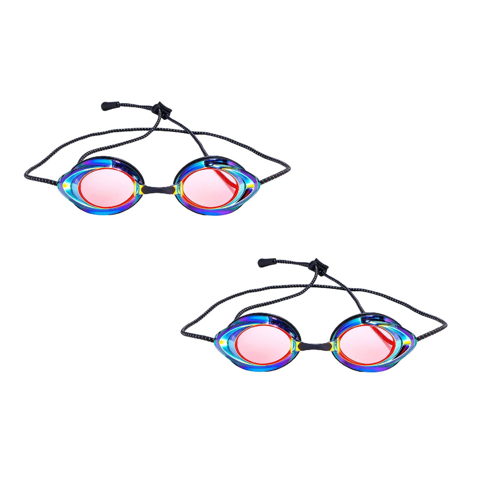 2 Pcs Racing Colorful Swim Goggles for Adults Men Women, Bungee Strap ...