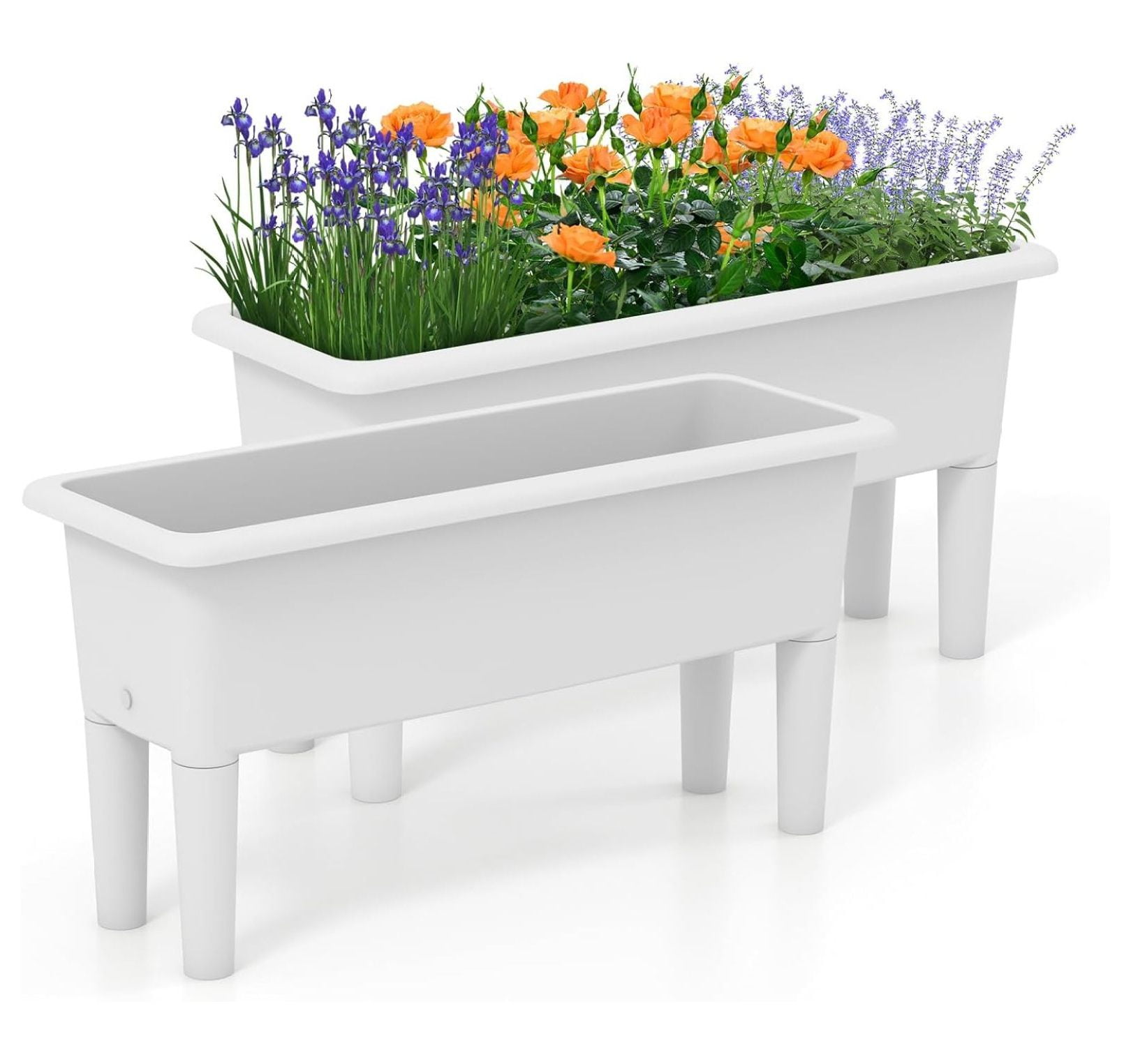 2 Pcs Raised Planter Bed, Elevated Planter Boxes with Removable Legs ...
