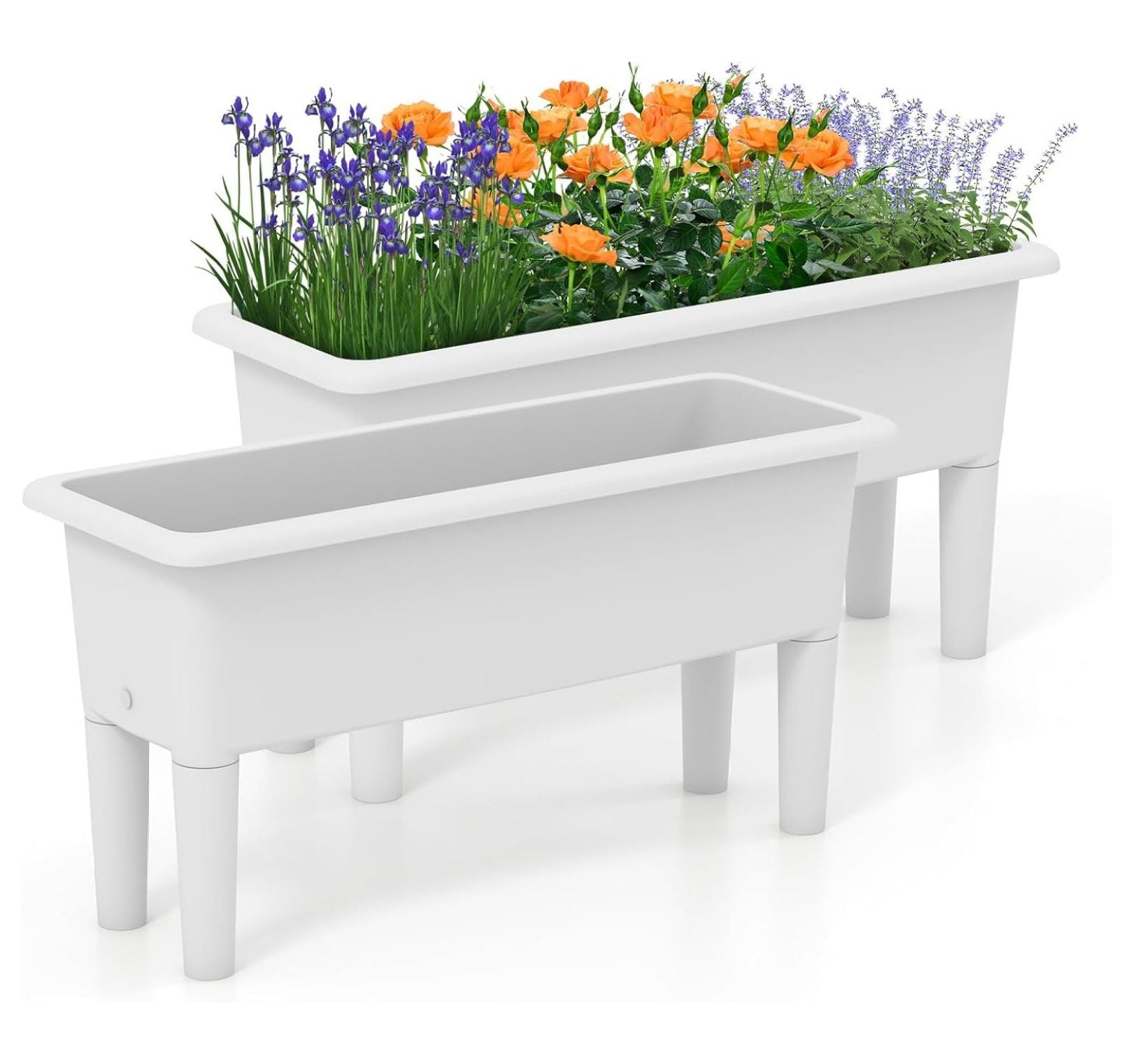 2 Pcs Raised Planter Bed, Elevated Planter Boxes with Removable Legs ...