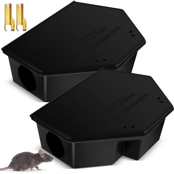 2 Pcs Rat Bait Station with Keys 13.58 x 8.98 x 3.35 Inch Rodent ...