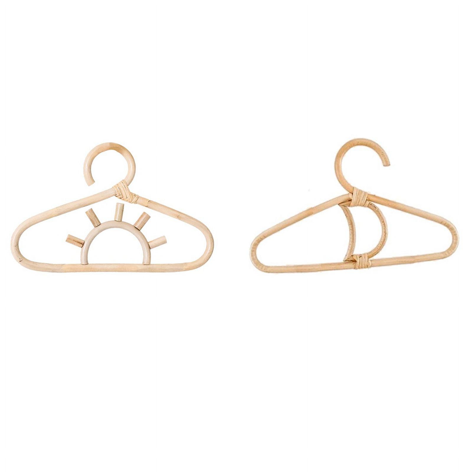 2 Pcs Rattan Clothes Hanger Kids Garments Organizer Rack Children ...