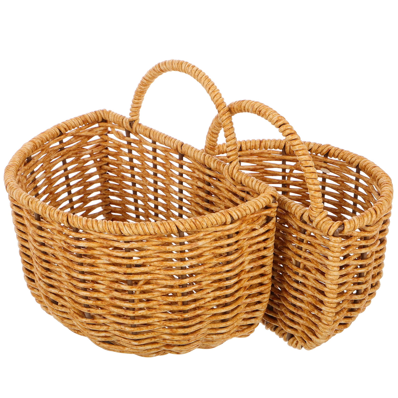 2 Pcs Rattan Storage Basket Hanging Woven Baskets Magazine Rack ...
