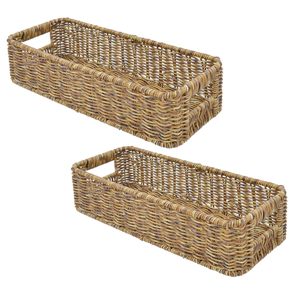 2 Pcs Rattan Storage Basket Shelf Woven Hamper Weave Drawer Drawers ...