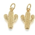 2 Pcs Real 18K Gold Plated Brass Cactus Pendants Pendants with Jump ...