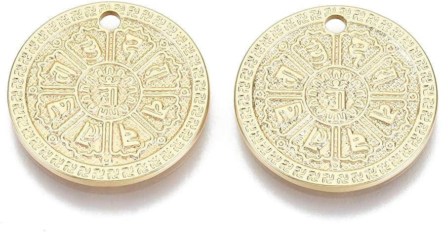 2 Pcs Real 18K Gold Plated Brass Pendants Dangle Charms Jewel Flat ...