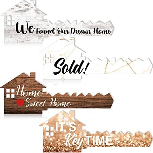 2 Pcs Real Estate Sold Signs Social Media Key Shaped Photo Props Sold ...
