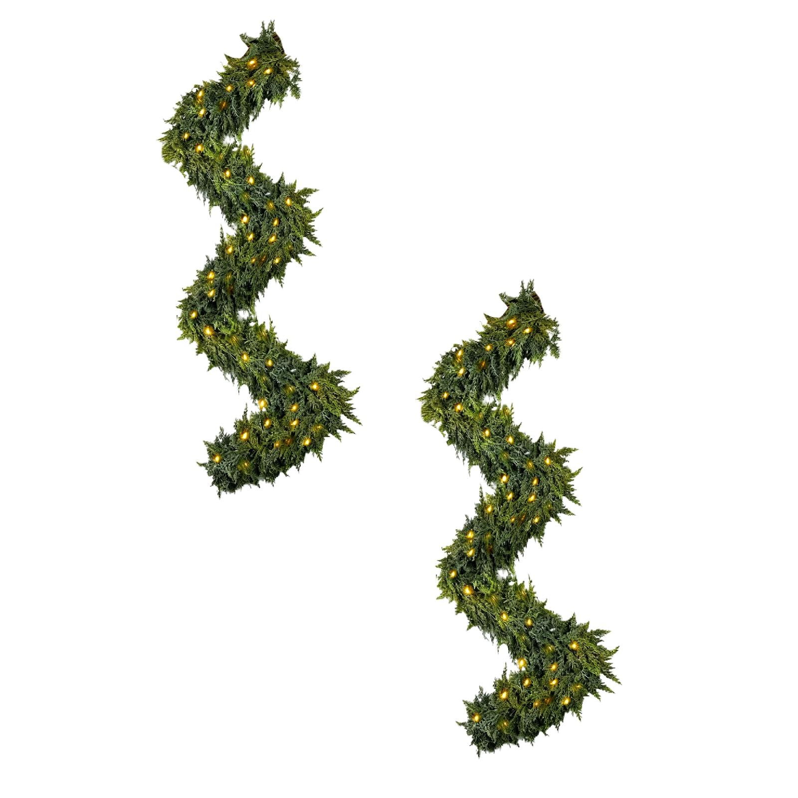 2 Pcs Realistic Christmas Garland With 8 Lighting Modes 8.8FT Real ...
