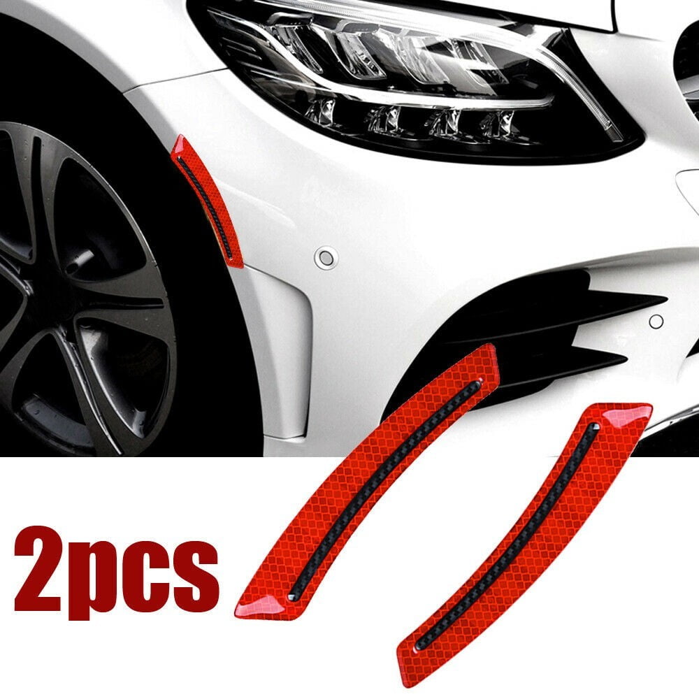 2 Pcs Red Car Wheel Eyebrow Mudguard Reflective Stickers Decals Carbon ...