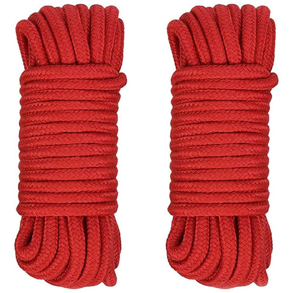 2 Pcs Red Cotton Rope, 8mm Multi Strong Soft Tying Cord for Camping ...