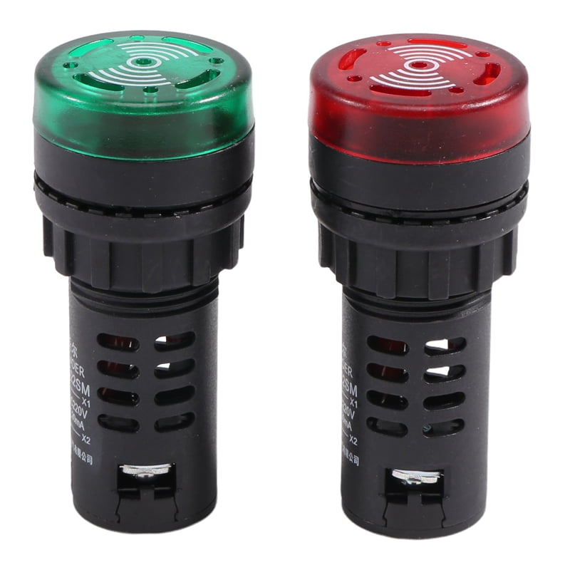 2 Pcs Red Green LED Buzzer Beep Indicator Light 22mm AC 220V AD16-22SM ...
