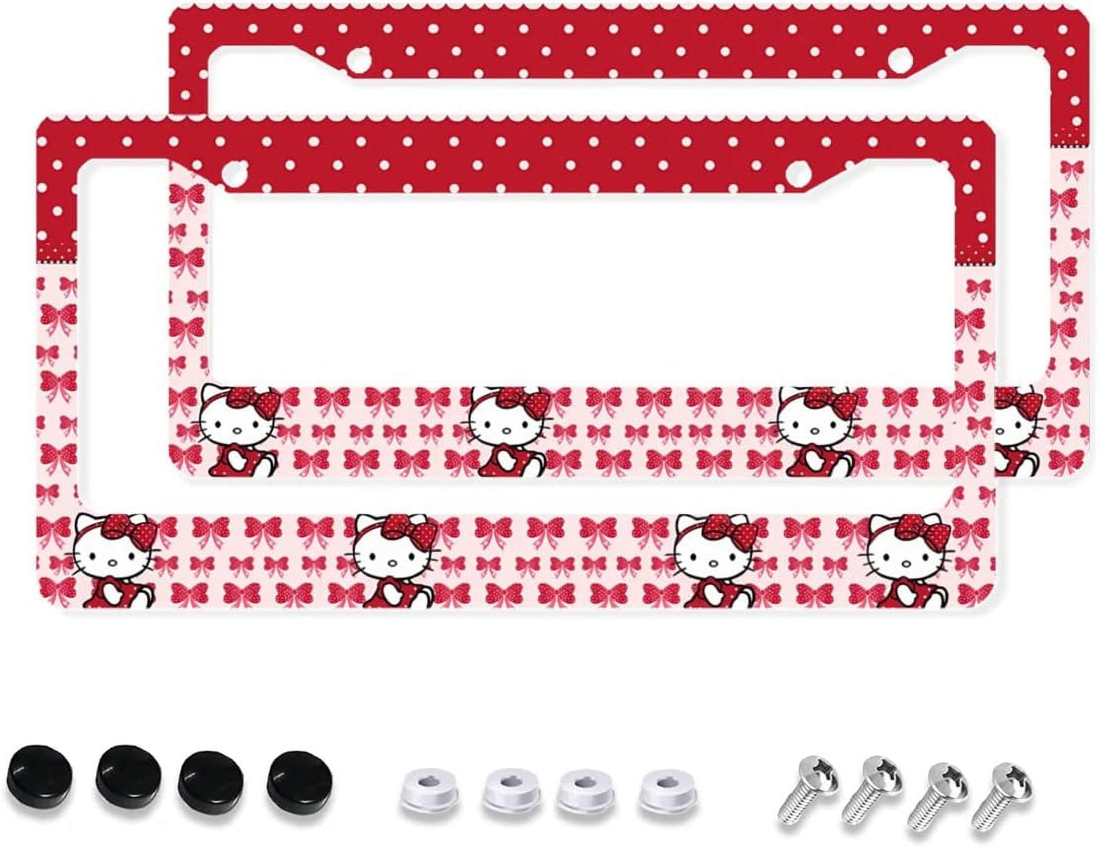 2 Pcs Red License Plate Frame Women Cute Cat Car License Plate Frames ...