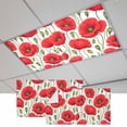 2 Pcs Red Poppies Fluorescent Light Covers Modern Red Floral Buds Stems ...