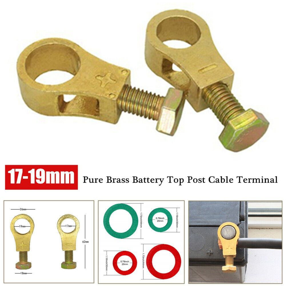 2 Pcs Replacement Pure Brass Battery Terminal Top Post Cable Terminals ...