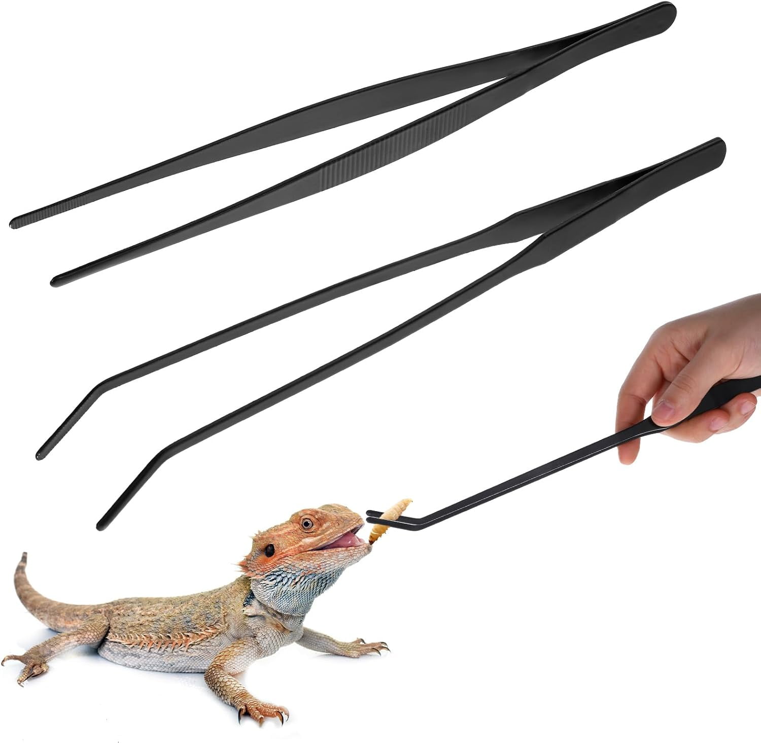 2 Pcs Reptile Feeding Tongs,Stainless Steel Long Tweezers Terrarium ...