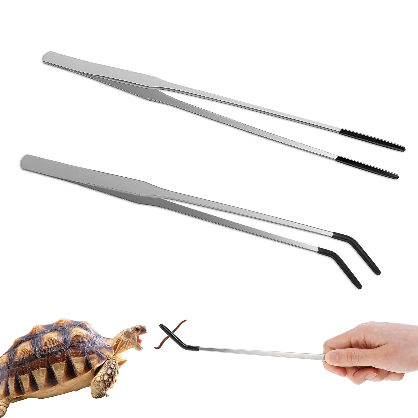2 Pcs Reptile Feeding Tweezers with Rubber Tips 15" Feeding Tongs ...