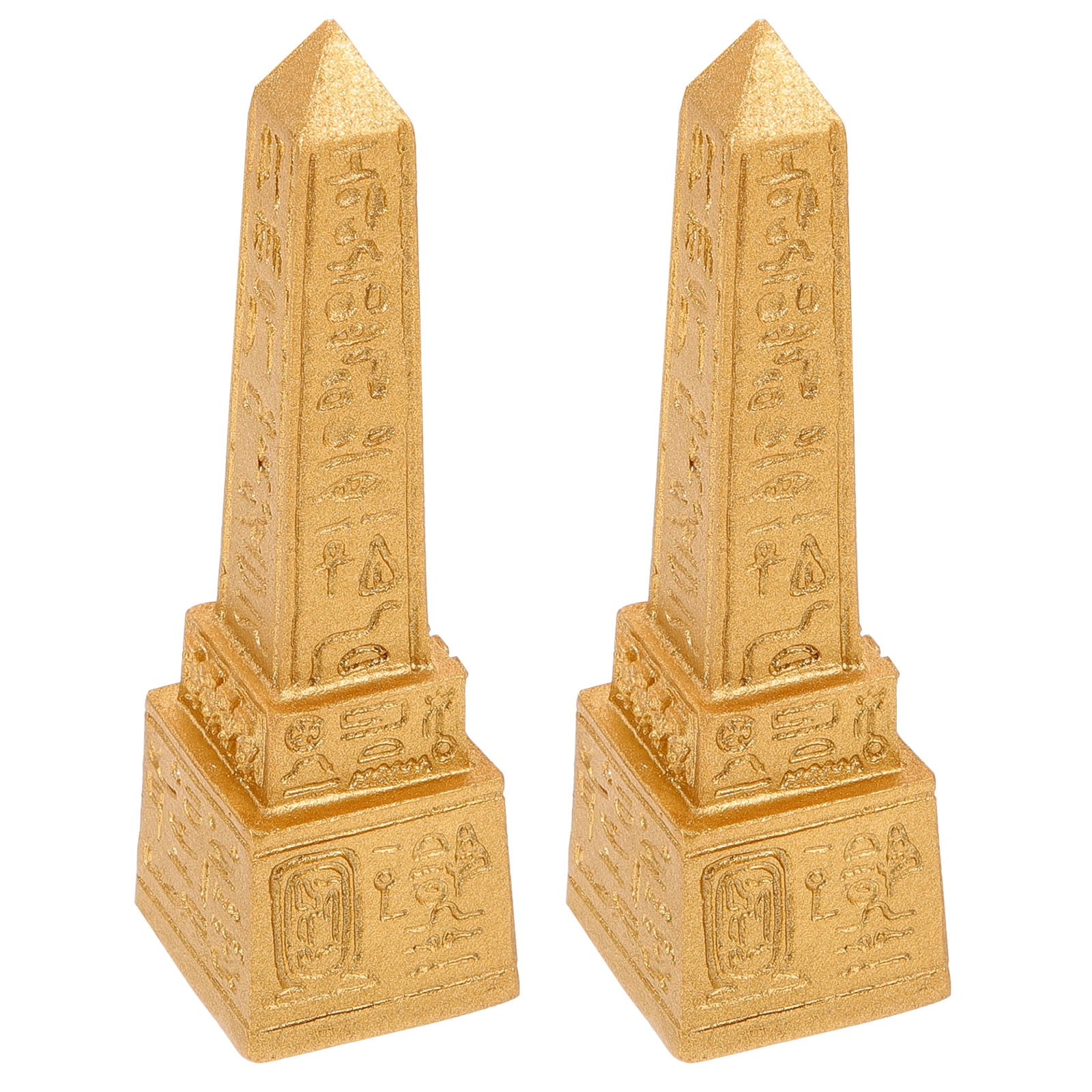 2 Pcs Resin Egyptian Temple Spiral Pyramid Sculpture Monument Golden ...