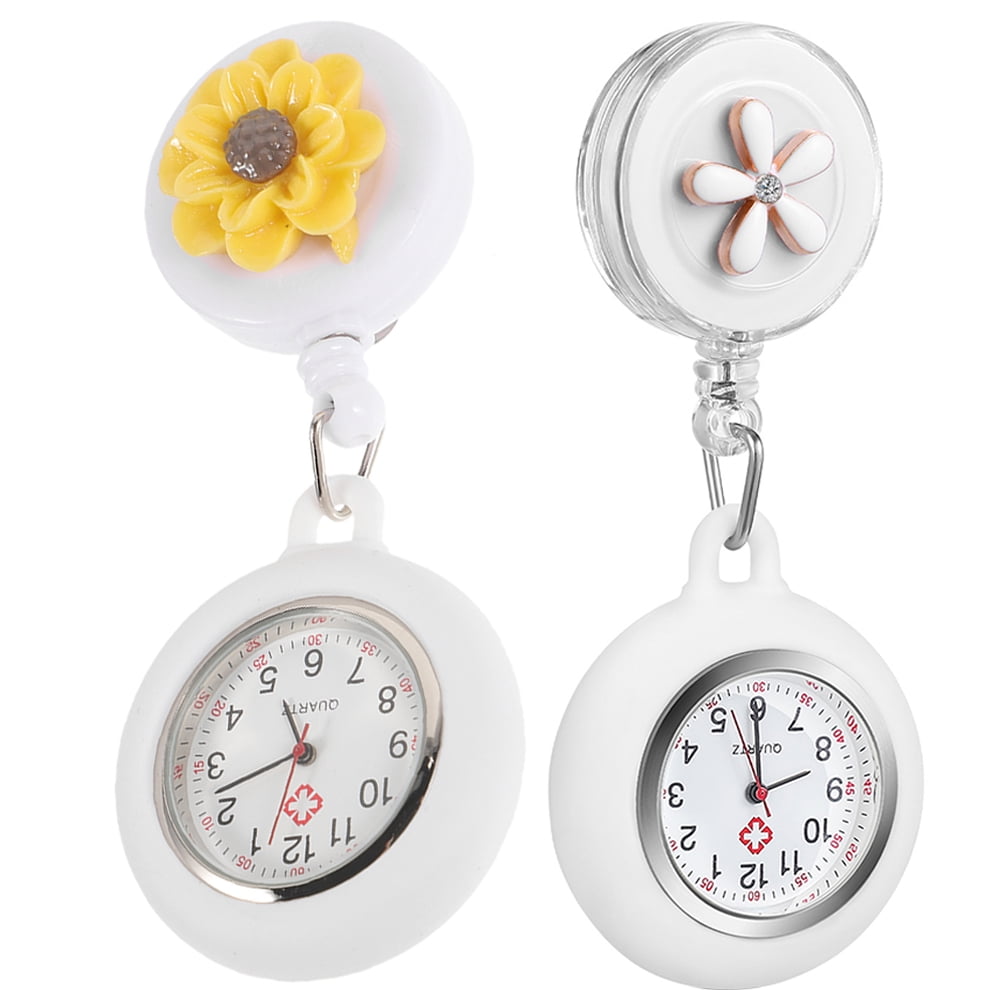 2 Pcs Retractable Chest Ladies Watches for Women Pocket Clip on Fob ...