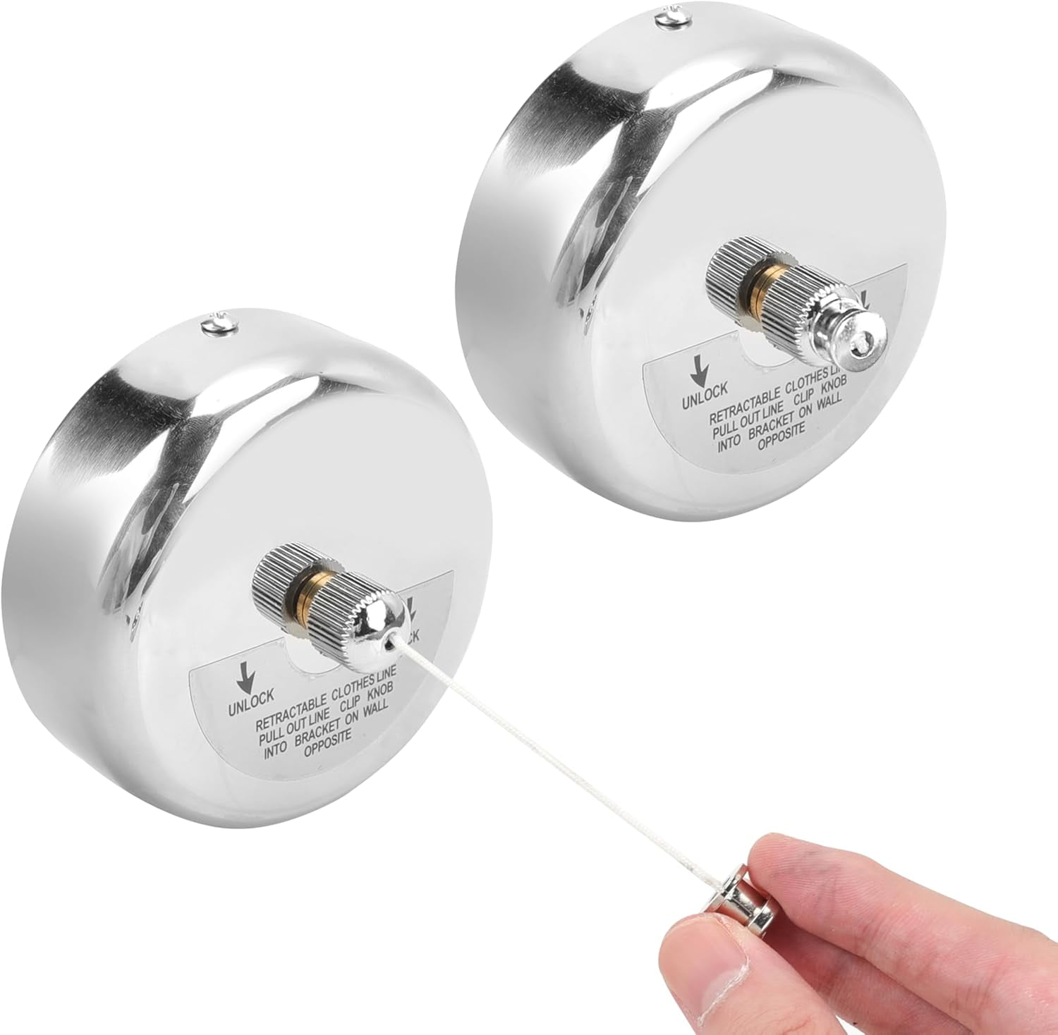 2 Pcs Retractable Clothesline Heavy Duty, Extendable Washing Line Wall ...