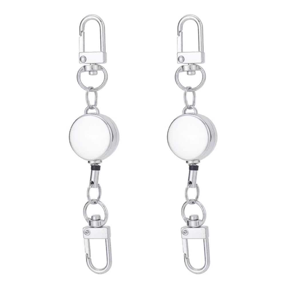 2 Pcs Retractable Keychain Carabiner Badge Holder Retractable Badge ...