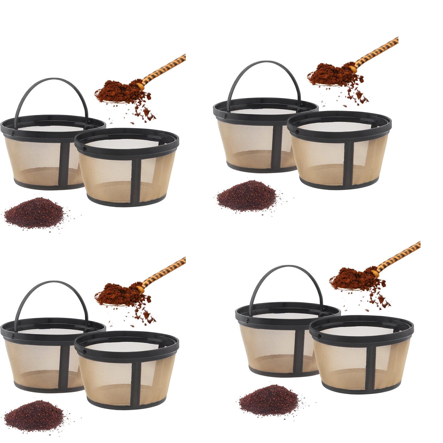 2 Pcs Reusable Coffee Filter, 4 Cup Basket Coffee Filters Replacement ...