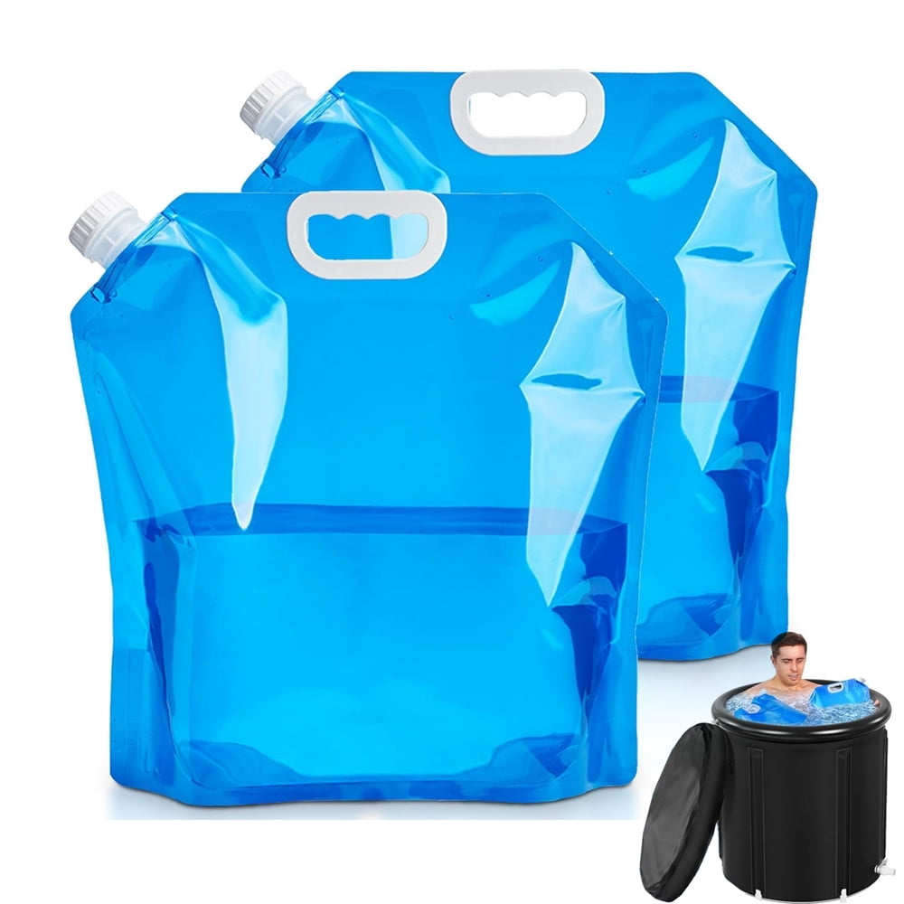 2 Pcs Reusable Ice Bath Bags,Blue Plastic Freeze Water Bags,Foldable ...