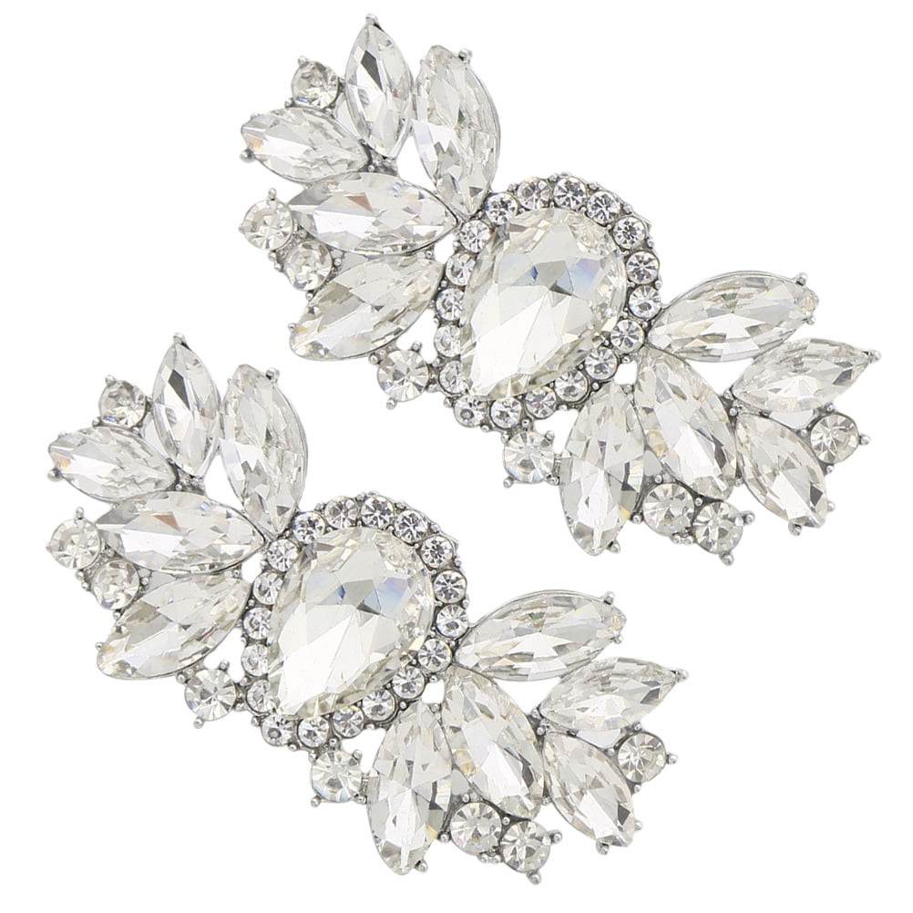 2 Pcs Rhinestone Barrettes Bow Heels Detachable Shoe Flower Bridal ...