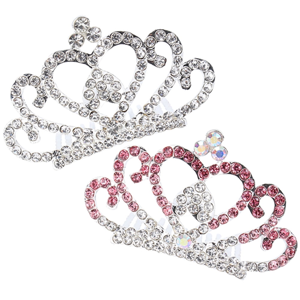 2 Pcs Rhinestone Hair Accessories Comb Crystal Headband Toddler Tiara ...