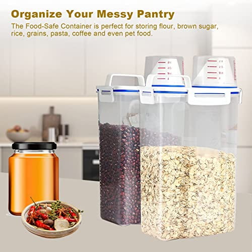 2 Pcs Rice Container Dispenser, 2L Airtight Cereal Container with ...
