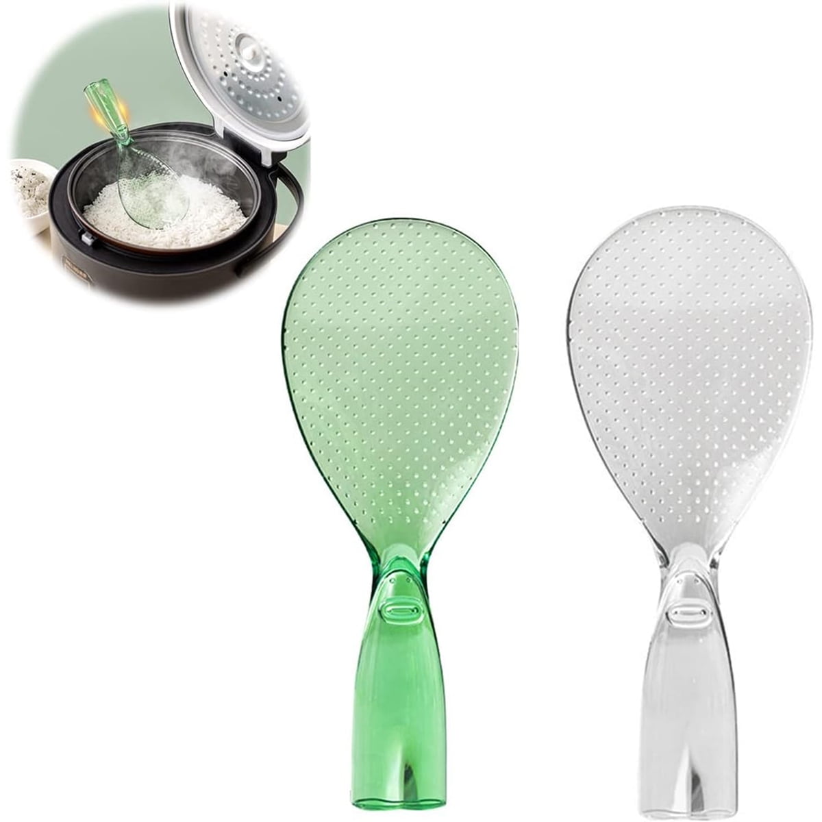 2 Pcs Rice Paddle,Non Stick Rice Paddle,Transparent Standing Rice ...