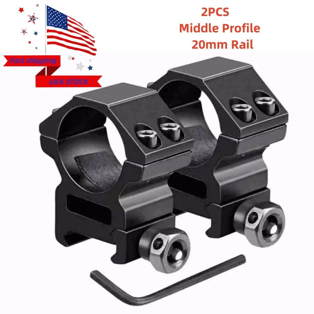 2 Pcs Rifle Scope Mount Ring 1 Inch Middle Profile 20mm Picatinny ...