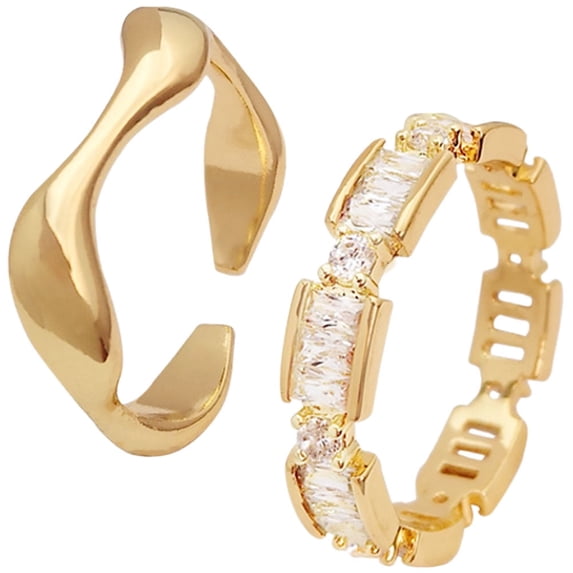 2 Pcs Rings Zircon Ring for Women Open Ring Wedding Zircon Ring ...