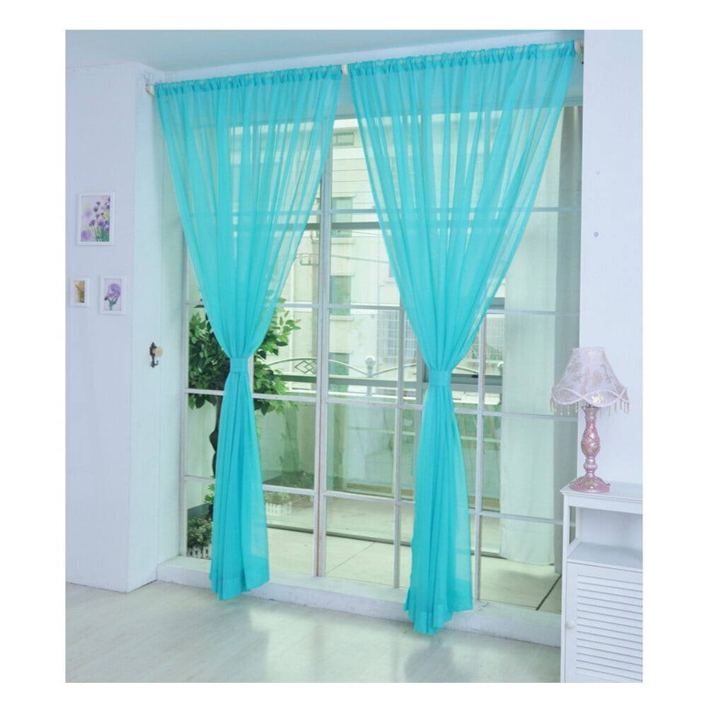 2 Pcs Window Screen Voile Curtains Drapes Sheer Finished Product ...
