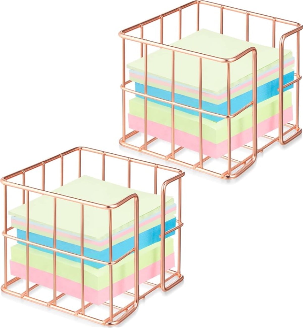 2 Pcs Rose Gold Post Note Holder,Cute Memo Note Cube Holder Dispenser ...