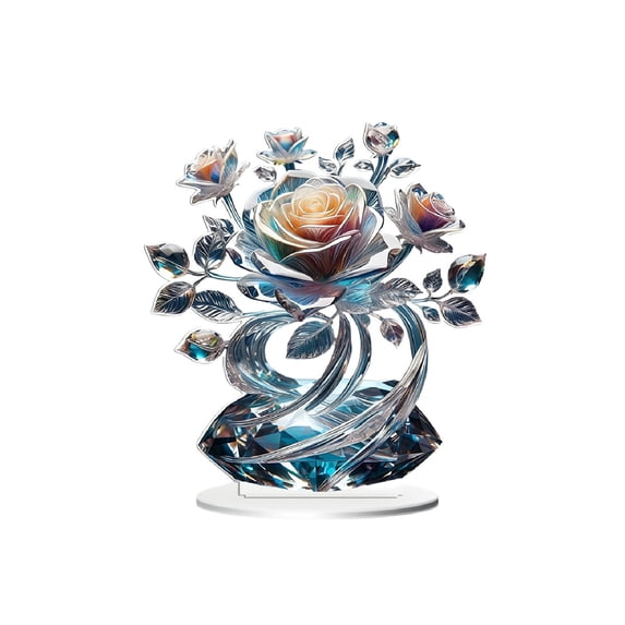2 Pcs Rose Series Acrylic Study Decor, Colorful Home Office Decoration ...