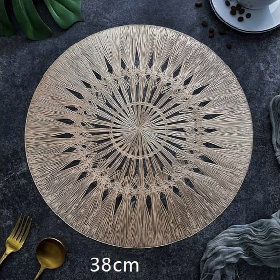 2 Pcs Round Braided Flower Placemats - PVC Anti-Slip Insulated Table ...
