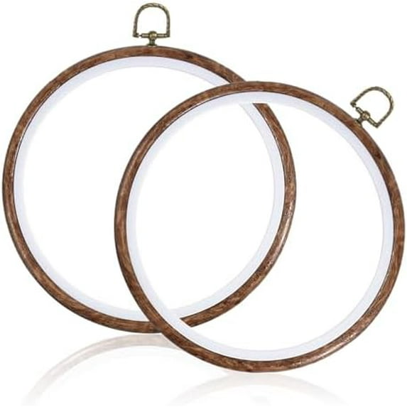 2 Pcs Round Embroidery Hoop Frame, 8 Inch Imitated Wood Embroidery ...