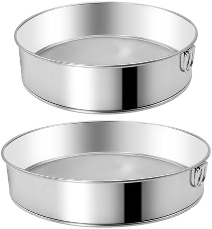 2 Pcs Round Flour Sieve Stainless Steel Round Flour Sifter 8 Inch and 6 ...