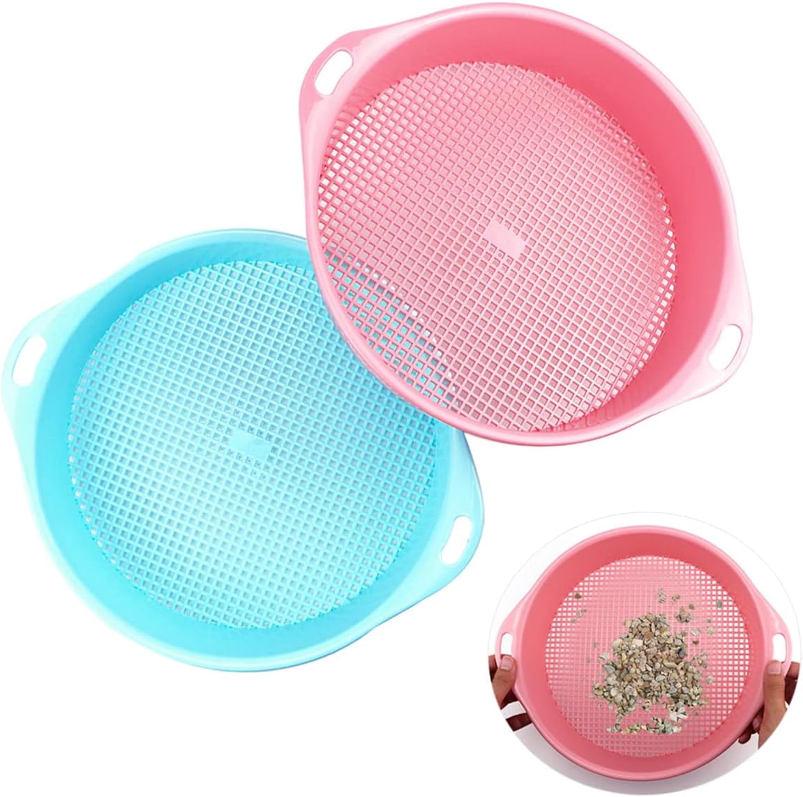 2 Pcs Round Garden Soil Sieve Pan Sand Sifter Set for Sieve Work of ...