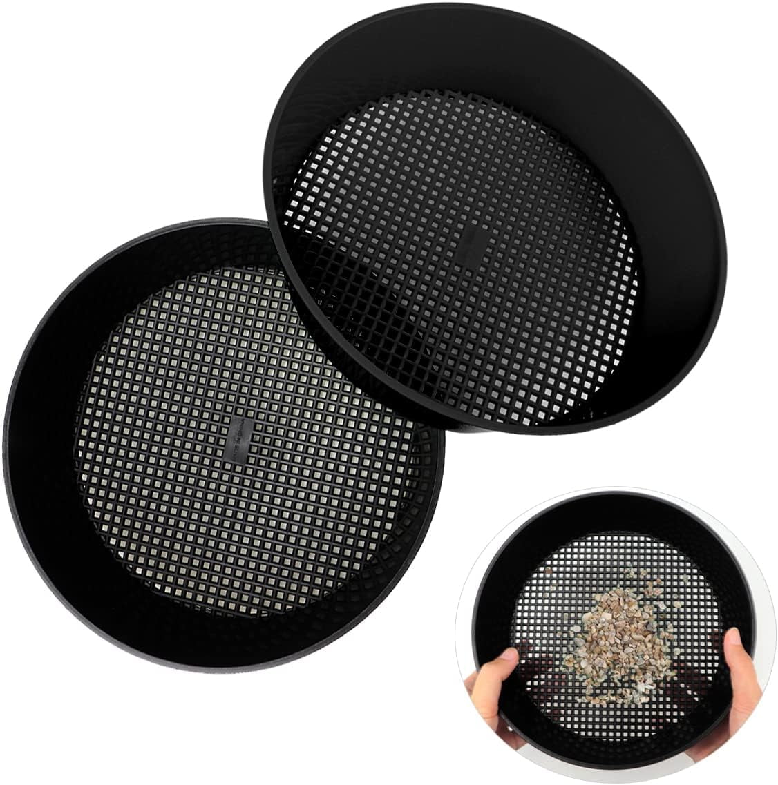 2 Pcs Round Garden Soil Sieve Pan Sand Sifter Set for Sieve Work of ...