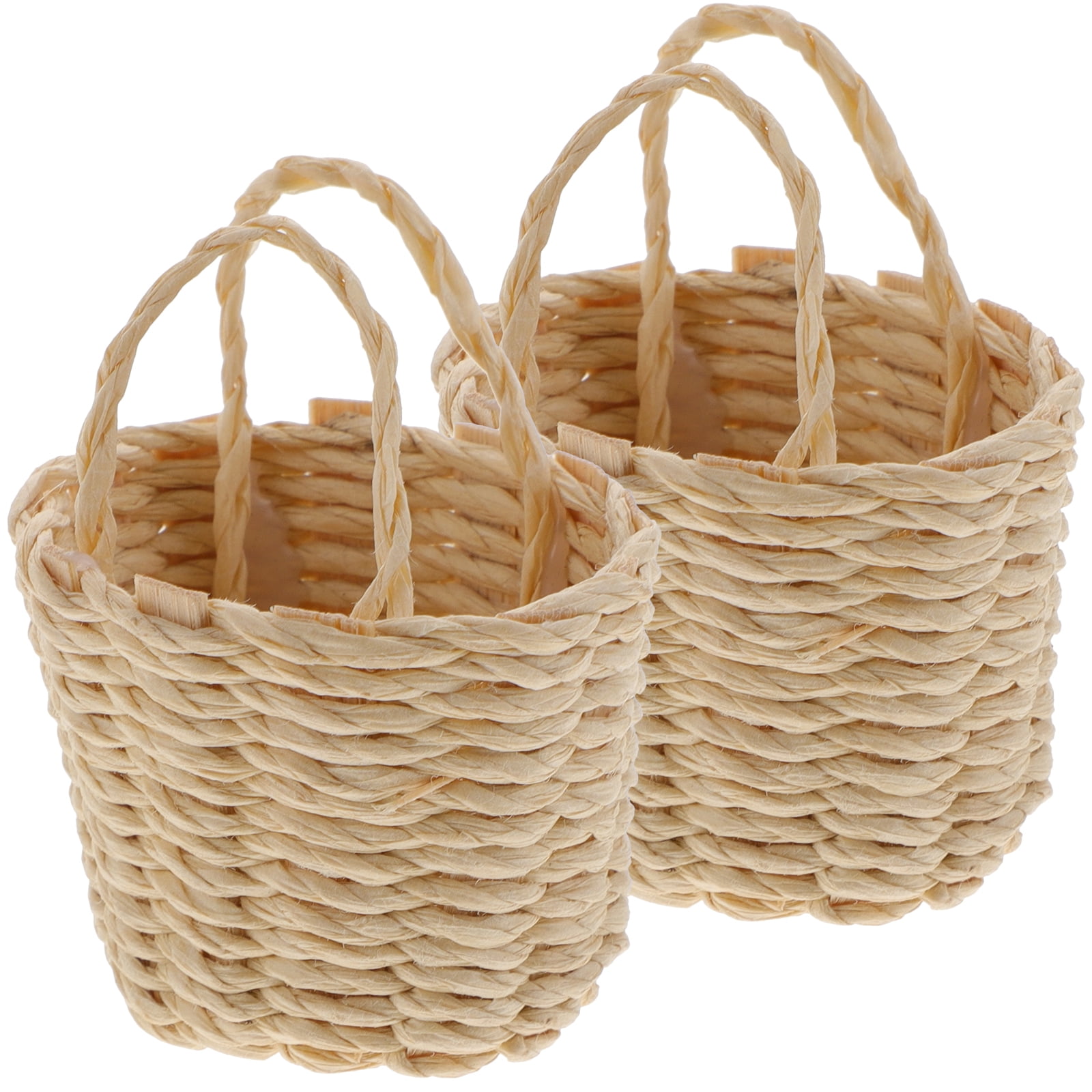 2 Pcs Round Wicker Basket Small Raffia Basket Mini House Decor Baby Girl 5X4CM - Walmart.com