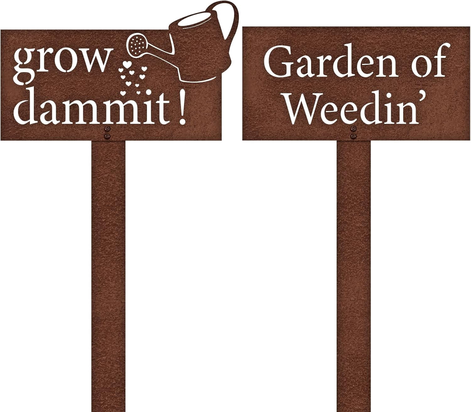 2 Pcs Rustic Grow Dammit Garden Sign and Garden of Weedin' Sign Stake ...