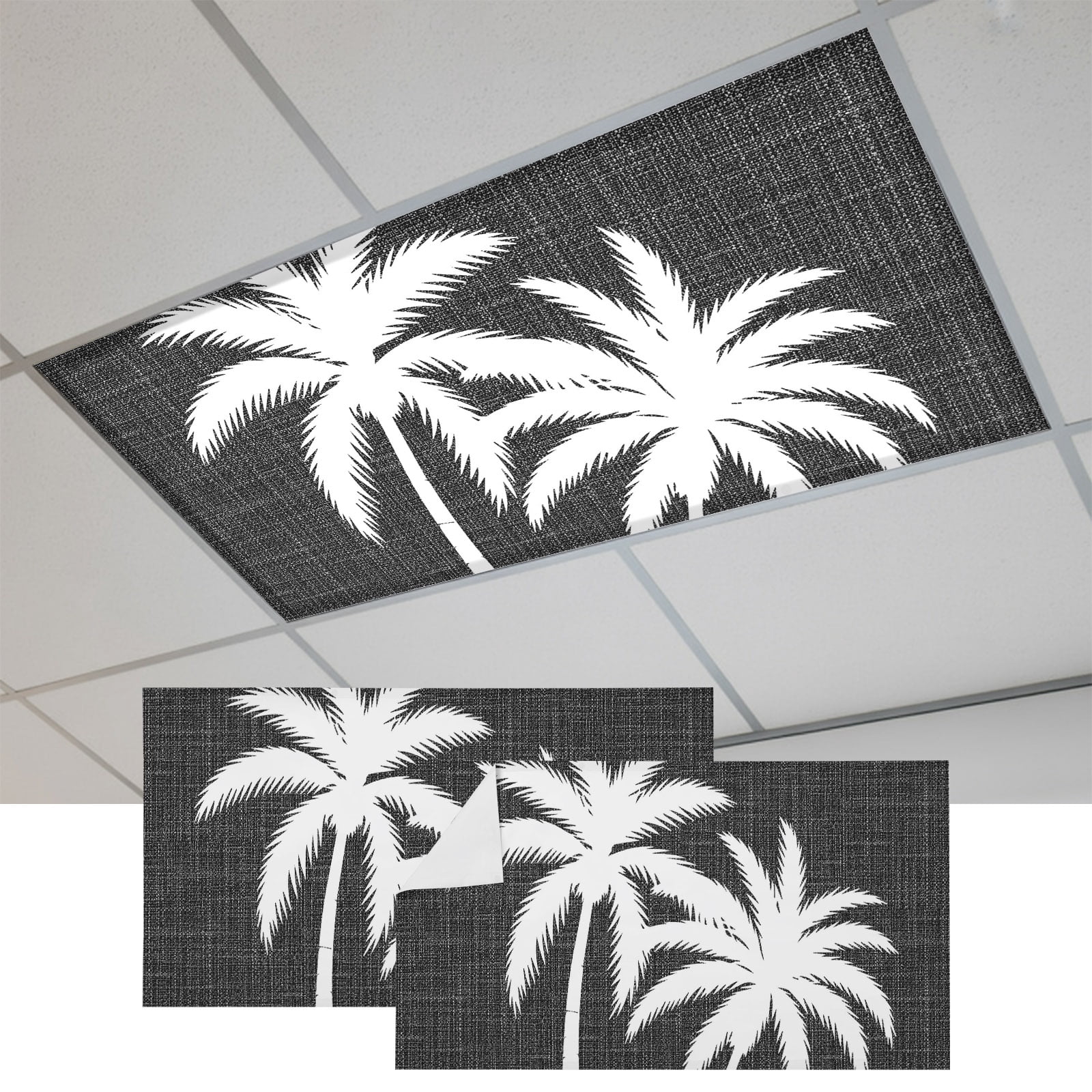 2 Pcs Rustic Palm Tree Fluorescent Light Covers Country Tropical ...