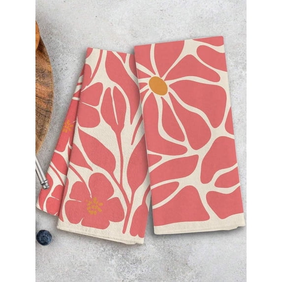 2 Pcs Rusty Rose Boho Floral Kitchen Towels Set - Decorative Dish ...