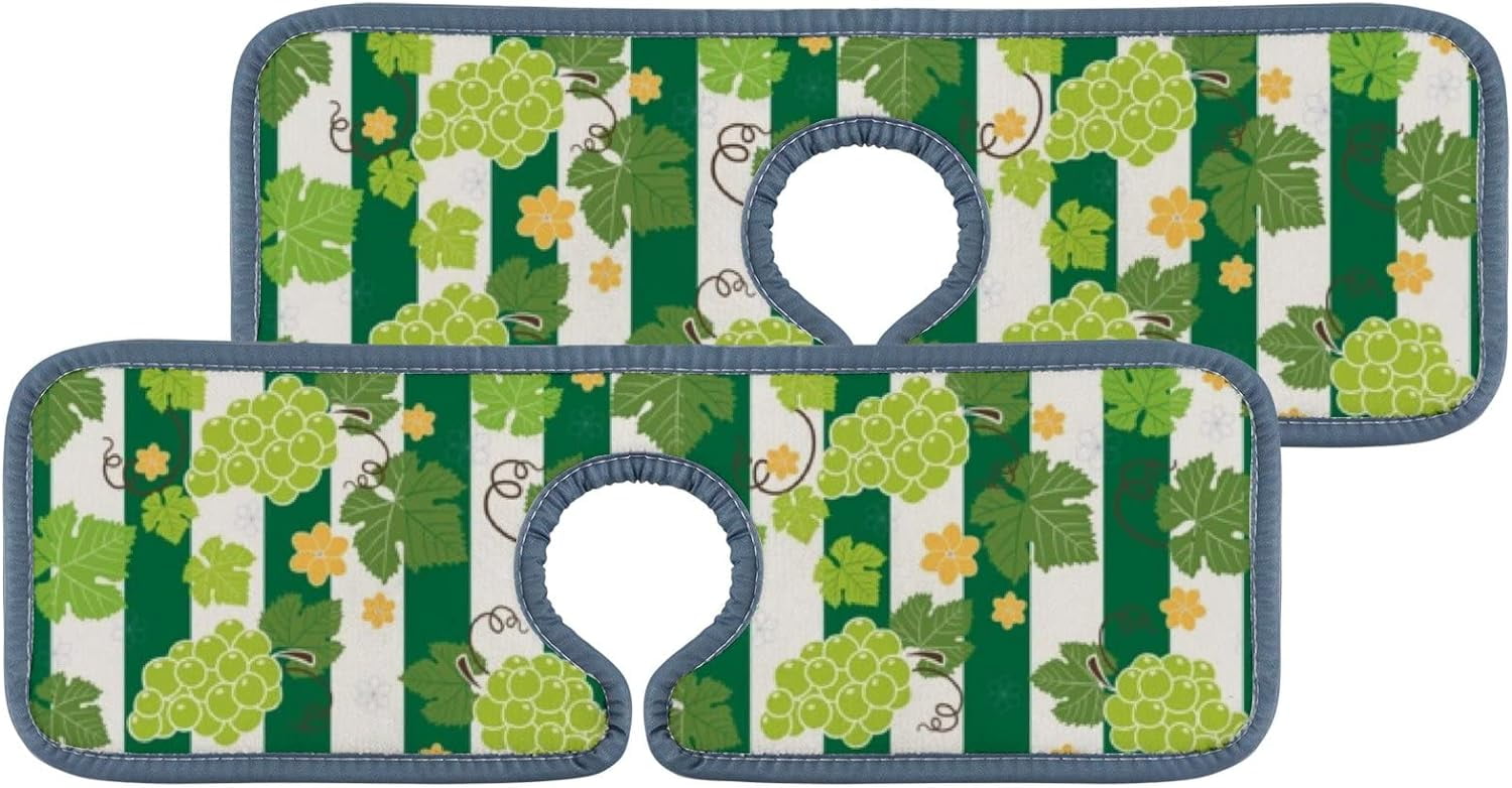 2 Pcs SKYSONIC Faucet Absorbent Mat Grapes Patterns Washable Counter ...