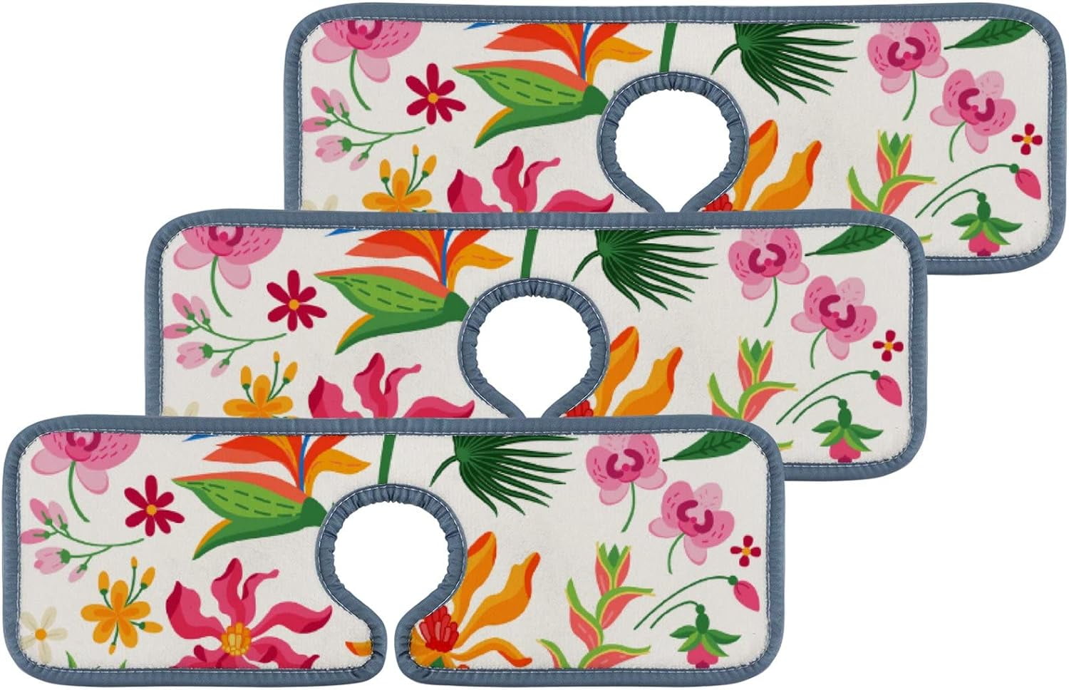 2 Pcs SKYSONIC Faucet Absorbent Mat Tropical Flower Washable Counter ...