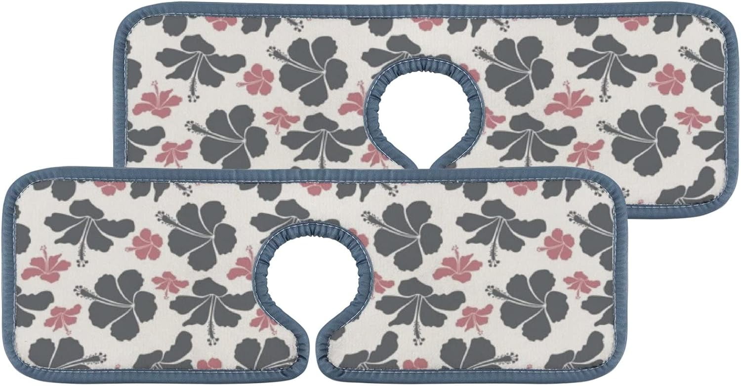 2 Pcs SKYSONIC Faucet Absorbent Mat Watercolor Flowers On White ...